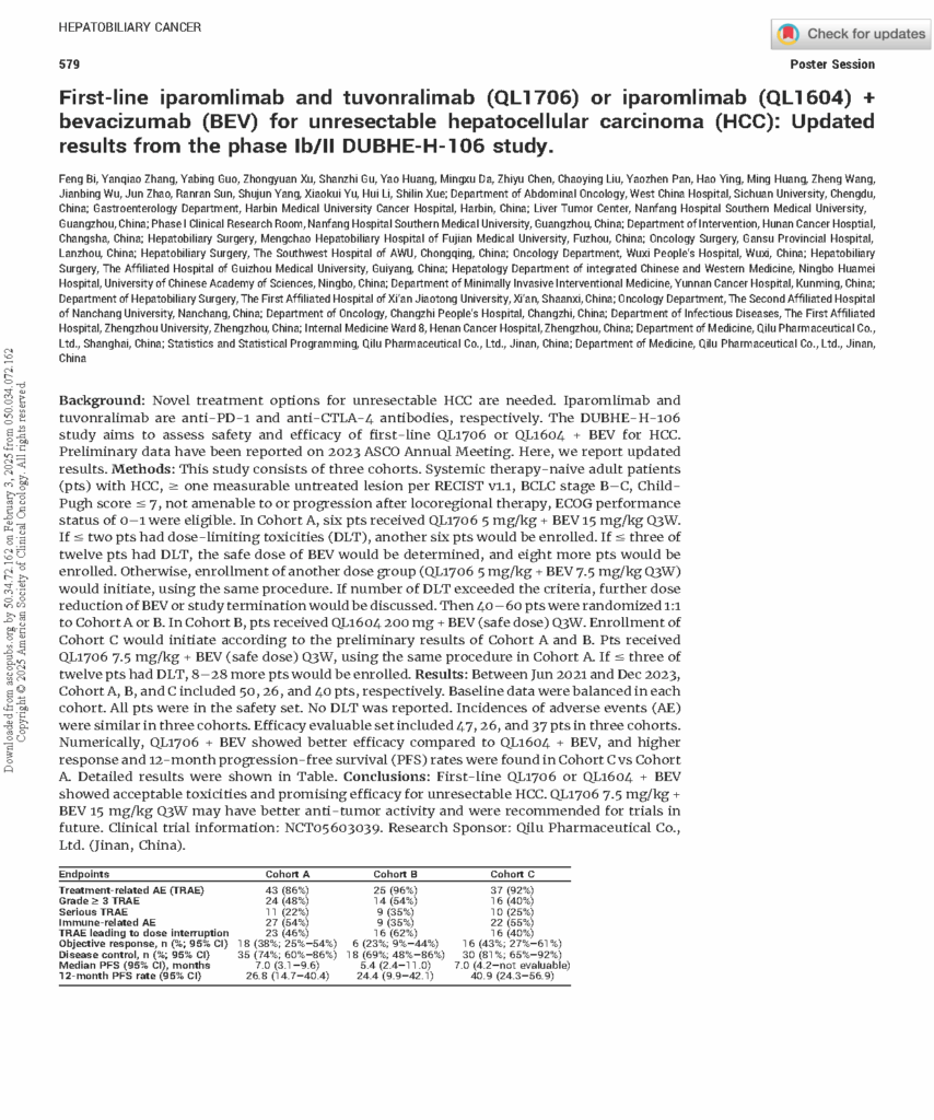 [doc] ASCO GI Conference 2025 - QL1706 (PSB205) - Abstract 579 - Sound ...